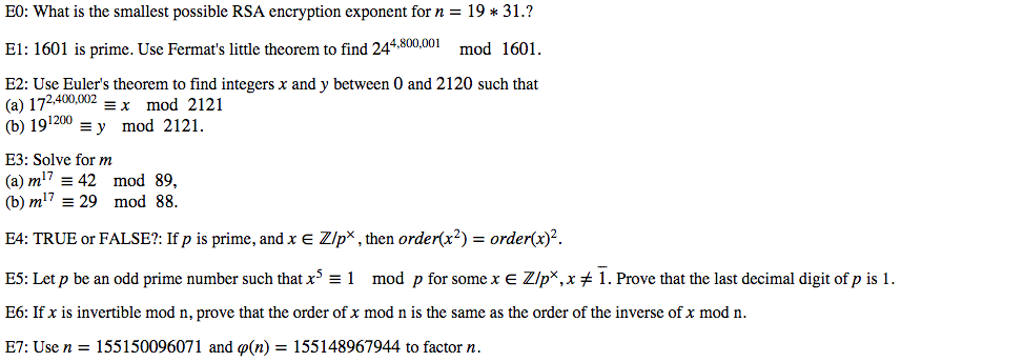 Solved What is the smallest possible RSA encryption exponent | Chegg.com