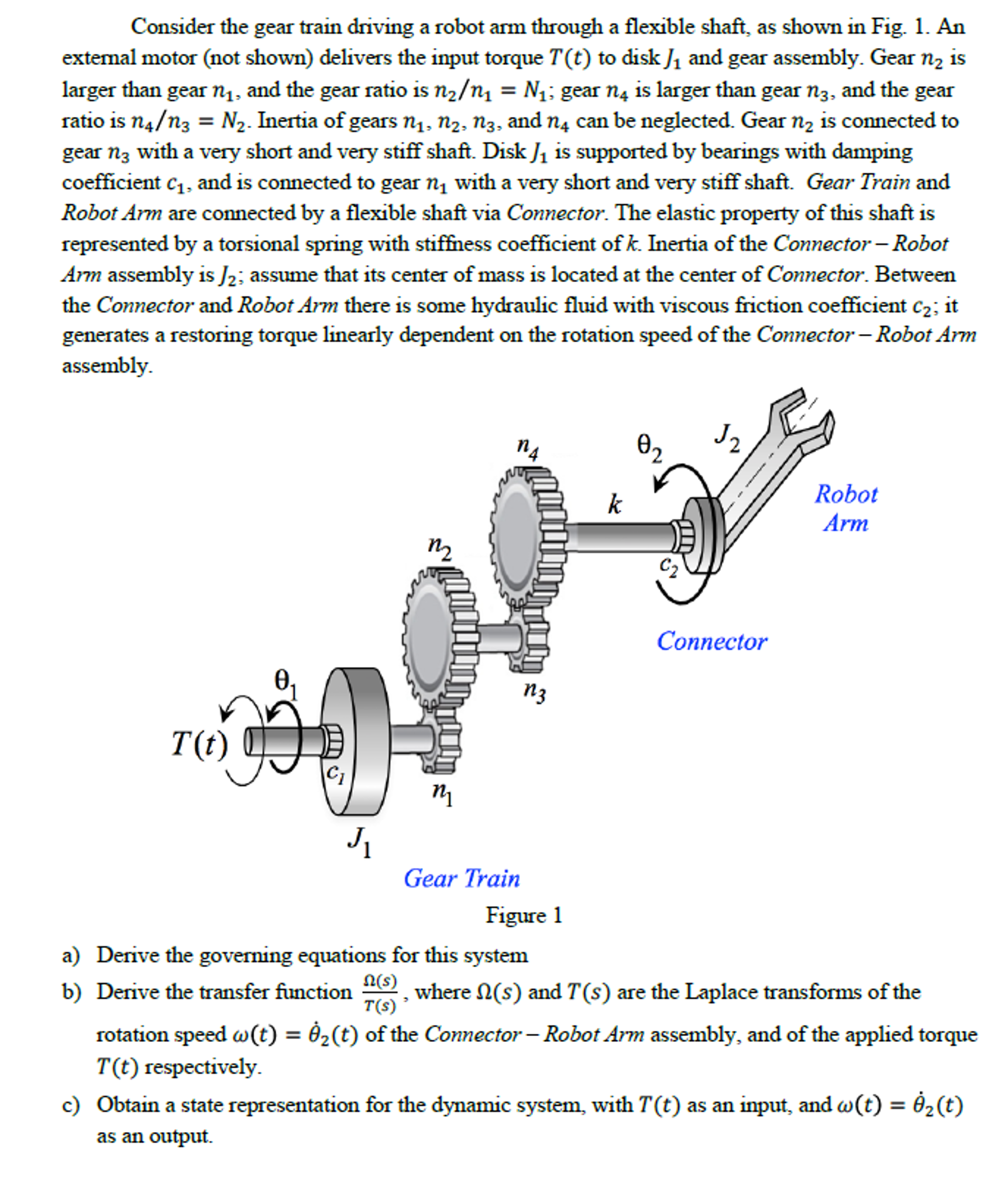 Consider the gear train driving a robot arm through a | Chegg.com