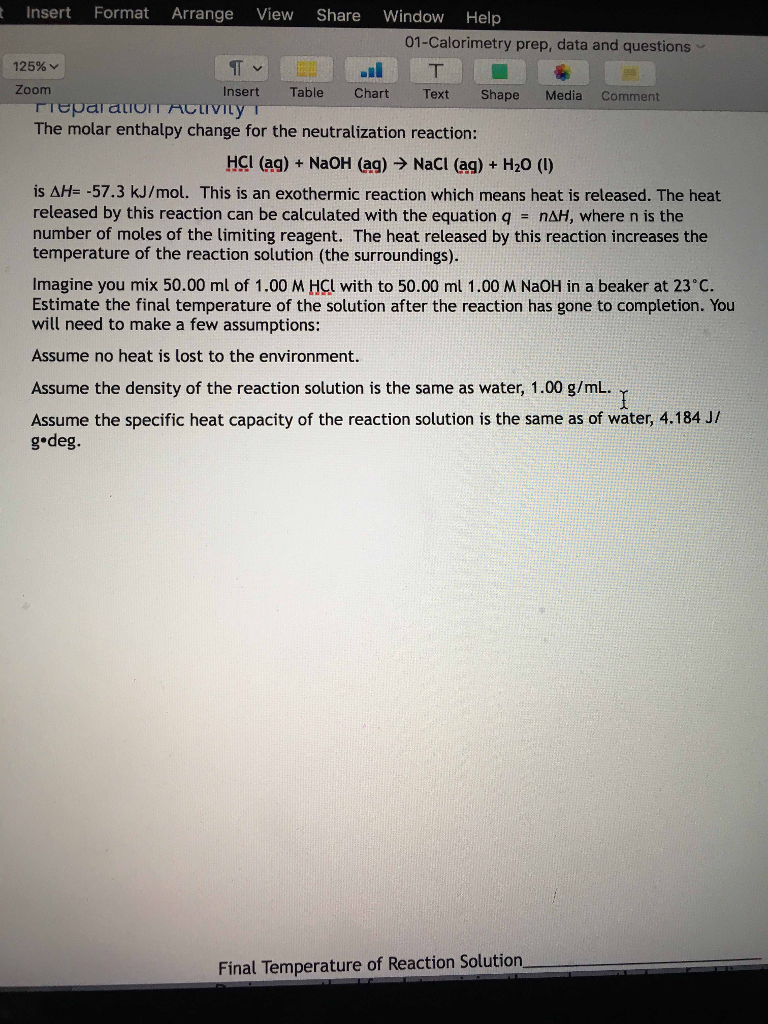 Molar Heat Of Solution