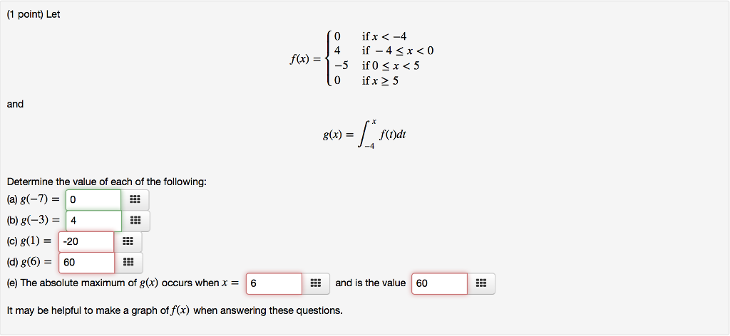 Solved (1 point) Let 0 ifx Solved (1 point) Let 0 ifx