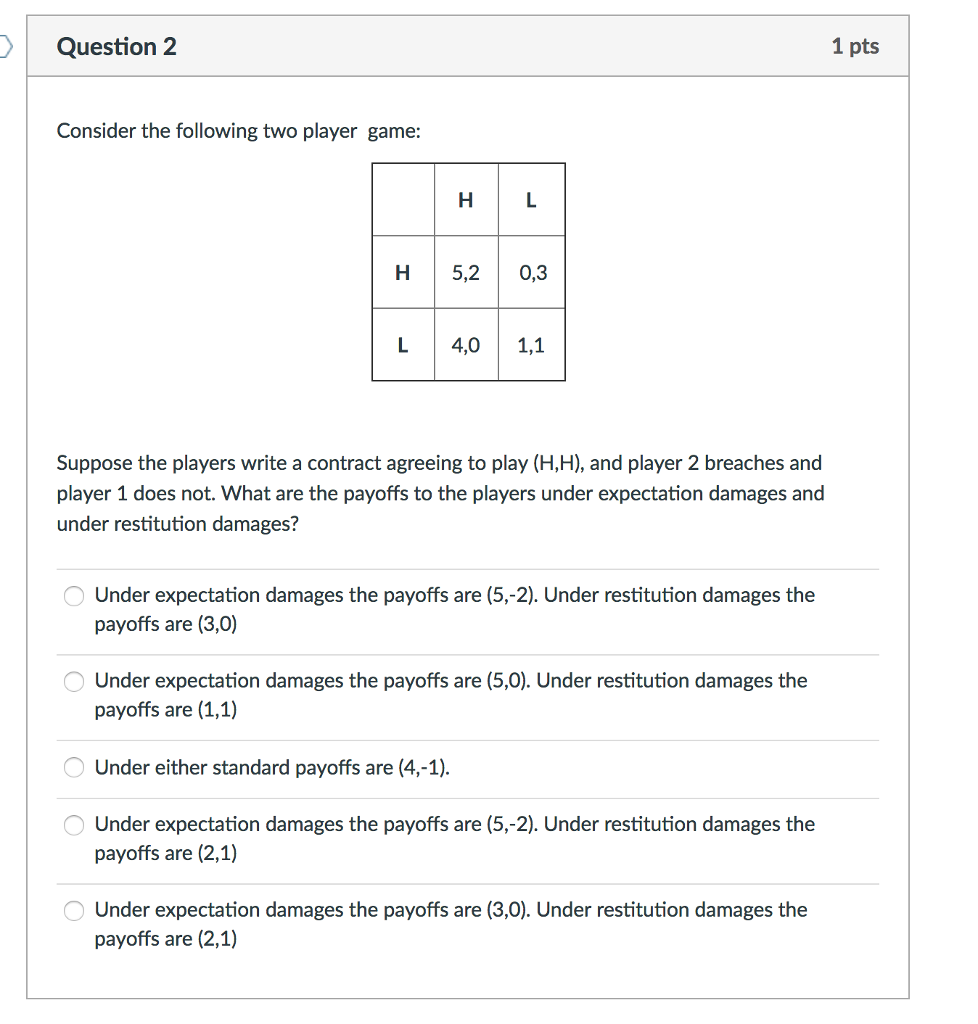 Solved Consider the following two player game: Suppose the | Chegg.com
