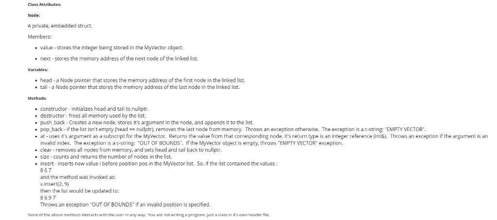 Solved Write a class named MyVector using the following UML | Chegg.com