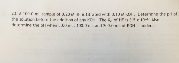 Solved A 100.0 mL sample of 0.20 M HF is titrated with 0.10 | Chegg.com