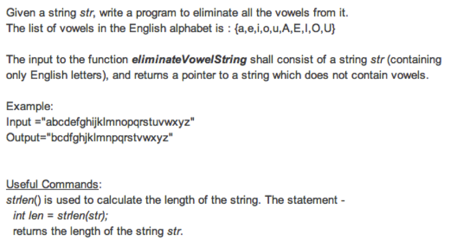 Solved Given a string sfr, write a program to eliminate all | Chegg.com