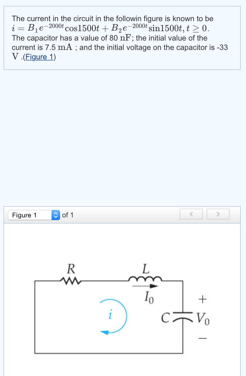 Solved The current in the circuit in the followin figure is | Chegg.com