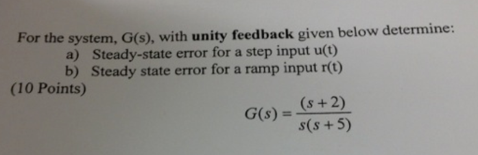 Solved For the system, G(s), with unity feedback given below | Chegg.com