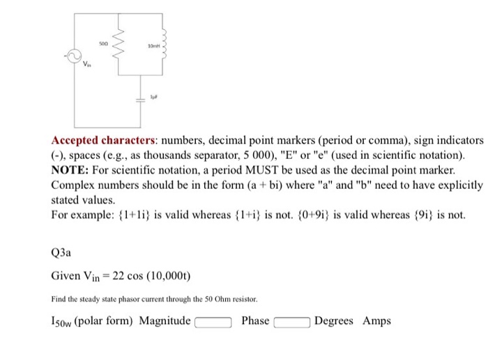 Solved Accepted characters: numbers, decimal point markers | Chegg.com