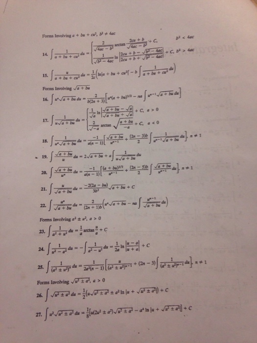 Solved Integration Tables Forms Involving e Forms Involving | Chegg.com
