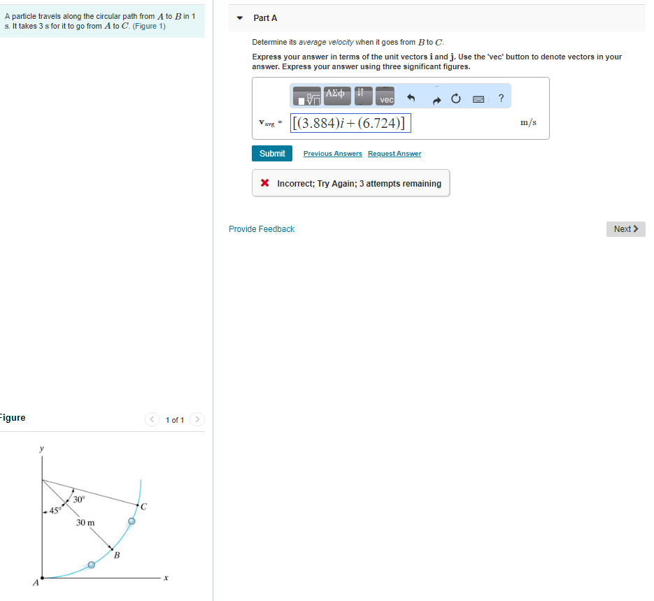Solved A particle travels along the circular path from A to | Chegg.com