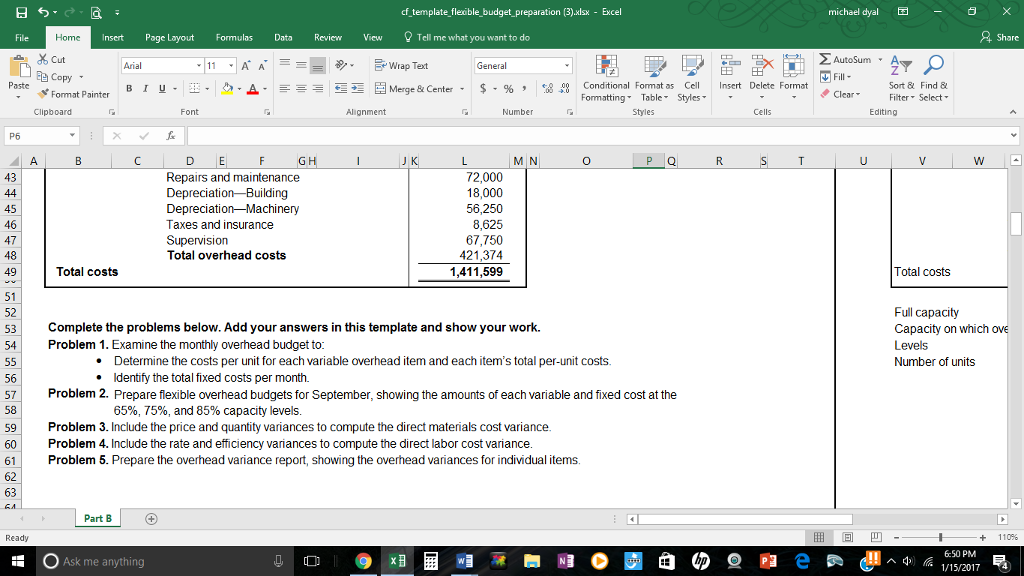 Solved H 5 cf template flecible budget preparation (3).xlsx | Chegg.com