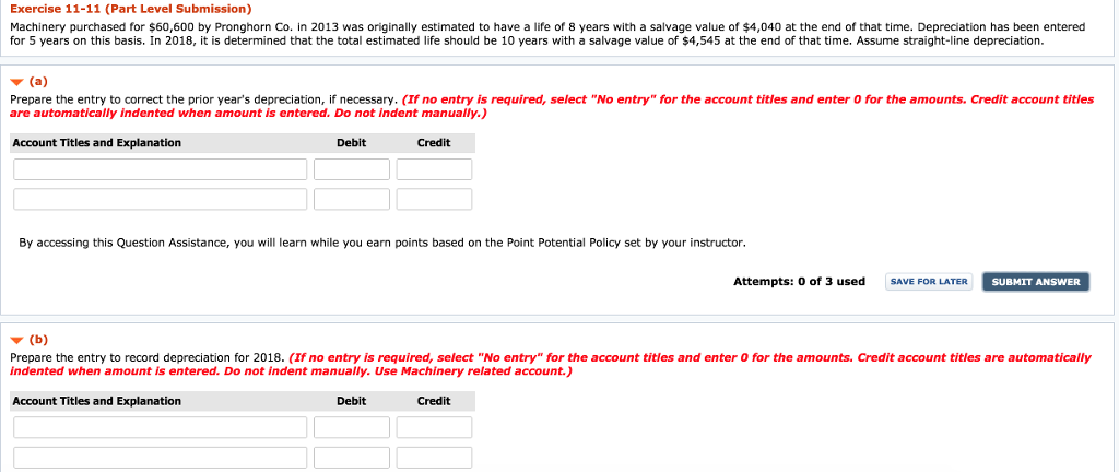 Solved Exercise 11-11 (Part Level Submission) Machinery | Chegg.com