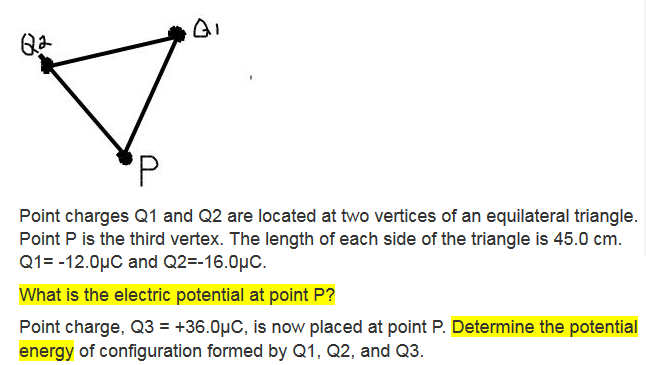 Solved Point charges Q1 and Q2 are located at two vertices | Chegg.com