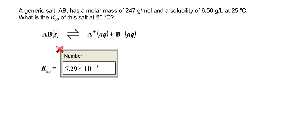 Solved A generic salt, AB, has a molar mass of 247 g/mol and | Chegg.com