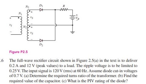 Solved N2 Ni D2 Figure P2.5 The full-wave rectifier circuit | Chegg.com