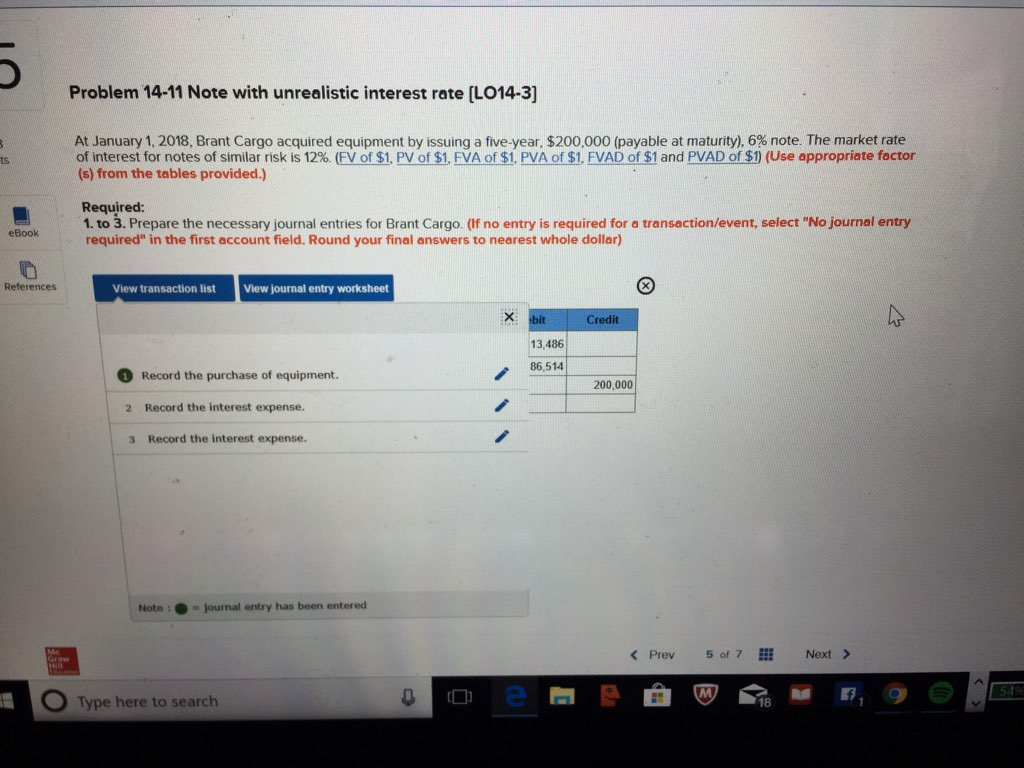Solved Problem 14-11 Note with unrealistic interest rate | Chegg.com