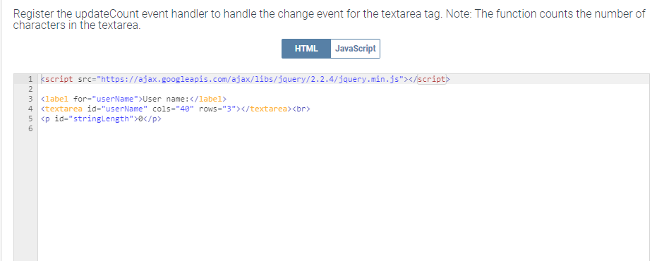 Solved Register the updateCount event handler to handle the | Chegg.com