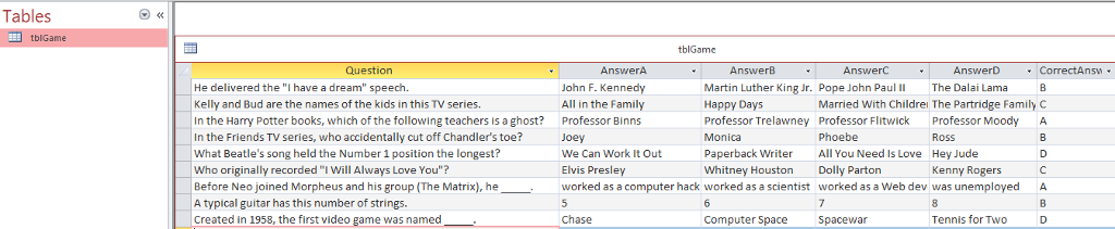 Solved Case Projects Modified Trivia Game If necessary, | Chegg.com