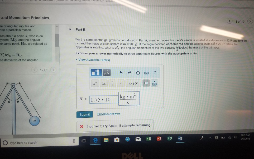 Solved and Momentum Principles 3 of 10> le of angular | Chegg.com