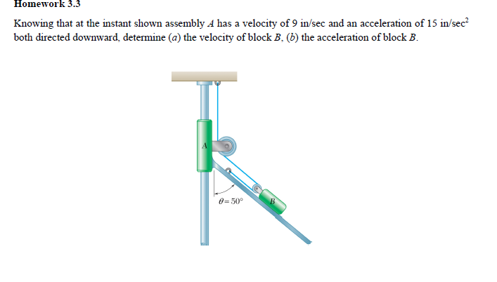 Solved Knowing that at the instant shown assembly A has a | Chegg.com