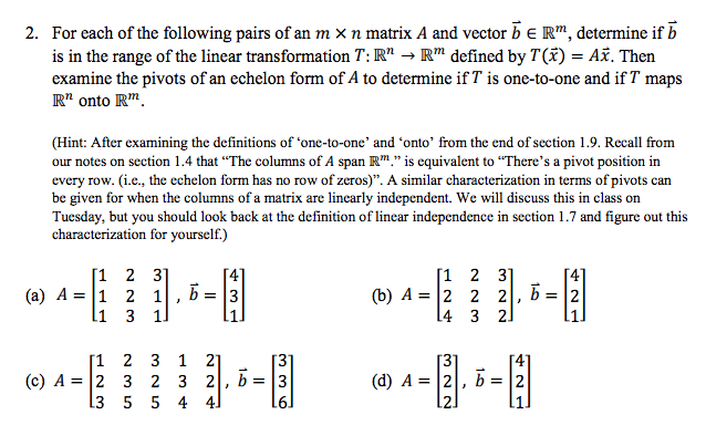 Solved For each of the following pairs of an m times n | Chegg.com