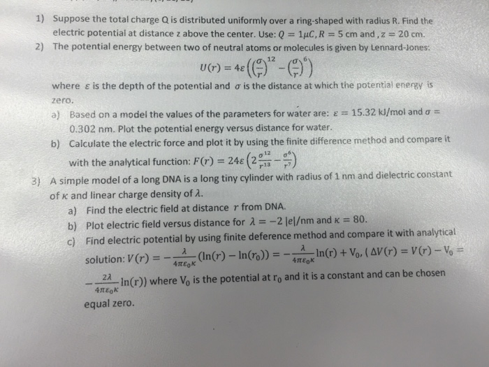 Solved 1) Suppose the total charge Q is distributed | Chegg.com