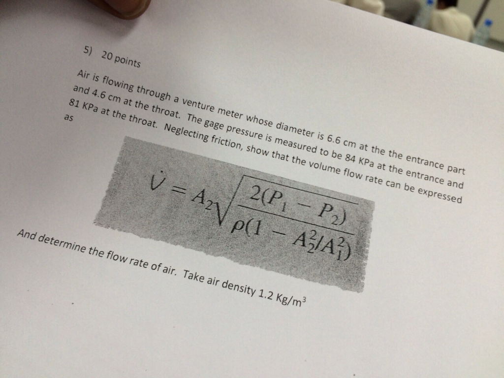 Solved Air flowing through a venture meter whose diameter is | Chegg.com