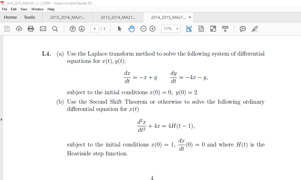 Solved Use the laplace transformation theorem to solve the | Chegg.com