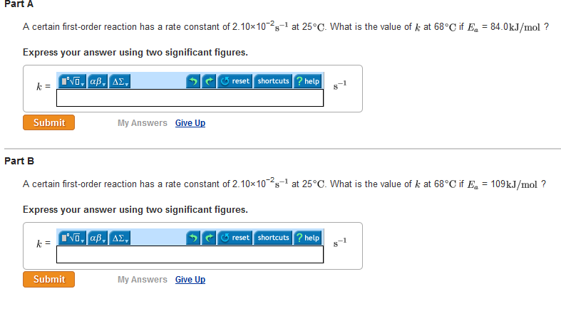 Solved A certain first-order reaction has a rate constant of | Chegg.com