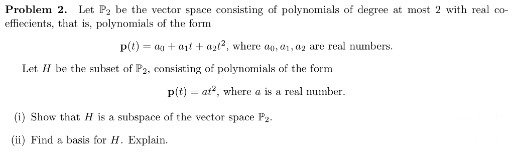 Solved This is a linear algebra problem Let p2 be the | Chegg.com