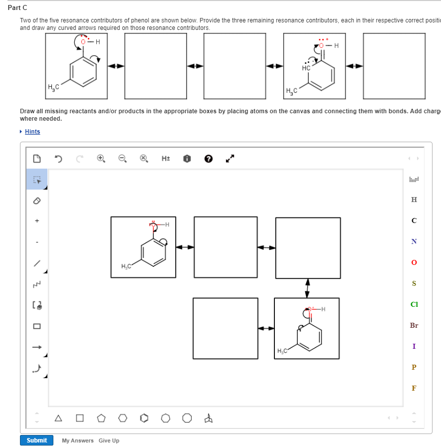 Solved Part C Two of the five resonance contributors of | Chegg.com