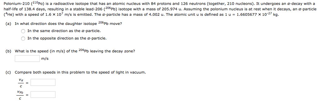 Solved Polonium-210 (210Po) is a radioactive isotope that | Chegg.com