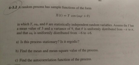 Solved A random process has sample functions of the form | Chegg.com