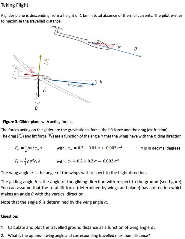 Solved Taking Flight A glider plane is descending from a | Chegg.com
