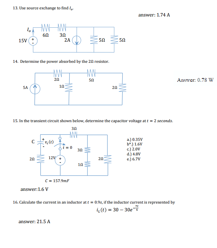 Solved Use source exchange to find I_0. answer: 1.74 A | Chegg.com