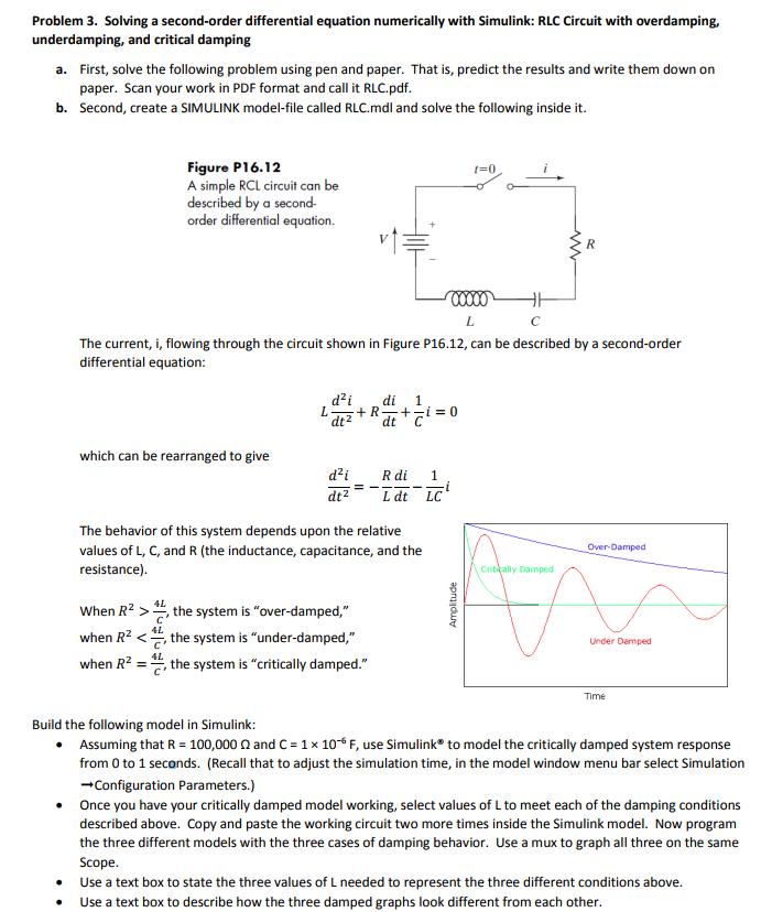 Solved Problem 3. Solving a second-order differential | Chegg.com