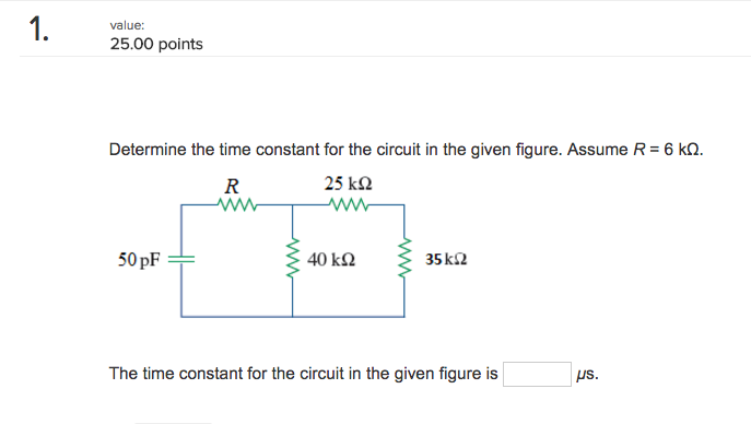 Solved Determine the time constant for the circuit in the | Chegg.com