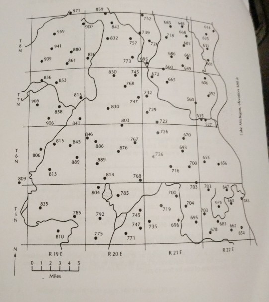 Solved The following map shows water table elevations in an | Chegg.com