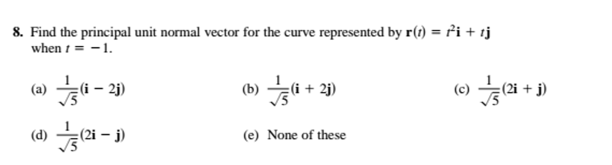 Solved Find the principal unit normal vector for the curve | Chegg.com