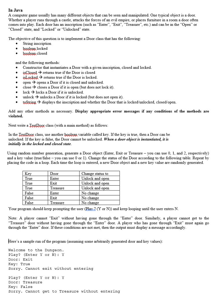 Solved In Java A computer game usually has many different | Chegg.com