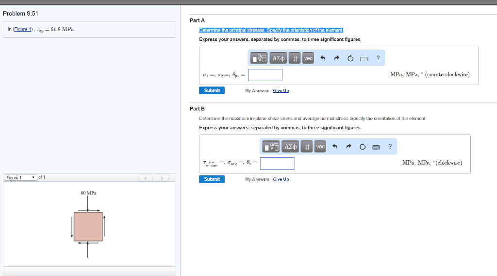 Solved In (Figure 1), tau_xy = 61.8 MPa Determine the | Chegg.com