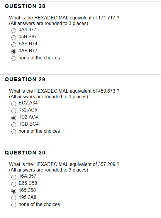 Solved What is the HEXADECIMAL equivalent of 171.717 ? (All | Chegg.com