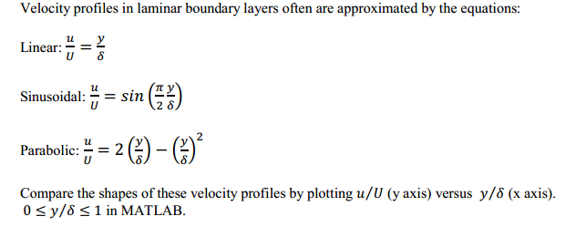 Solved Velocity profiles in laminar boundary layers often | Chegg.com