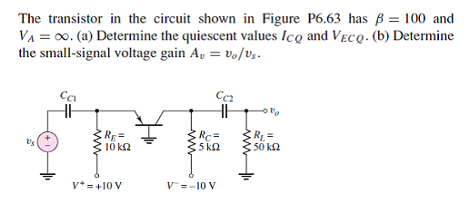 Solved The transistor in the circuit shown in Figure P6.63 | Chegg.com