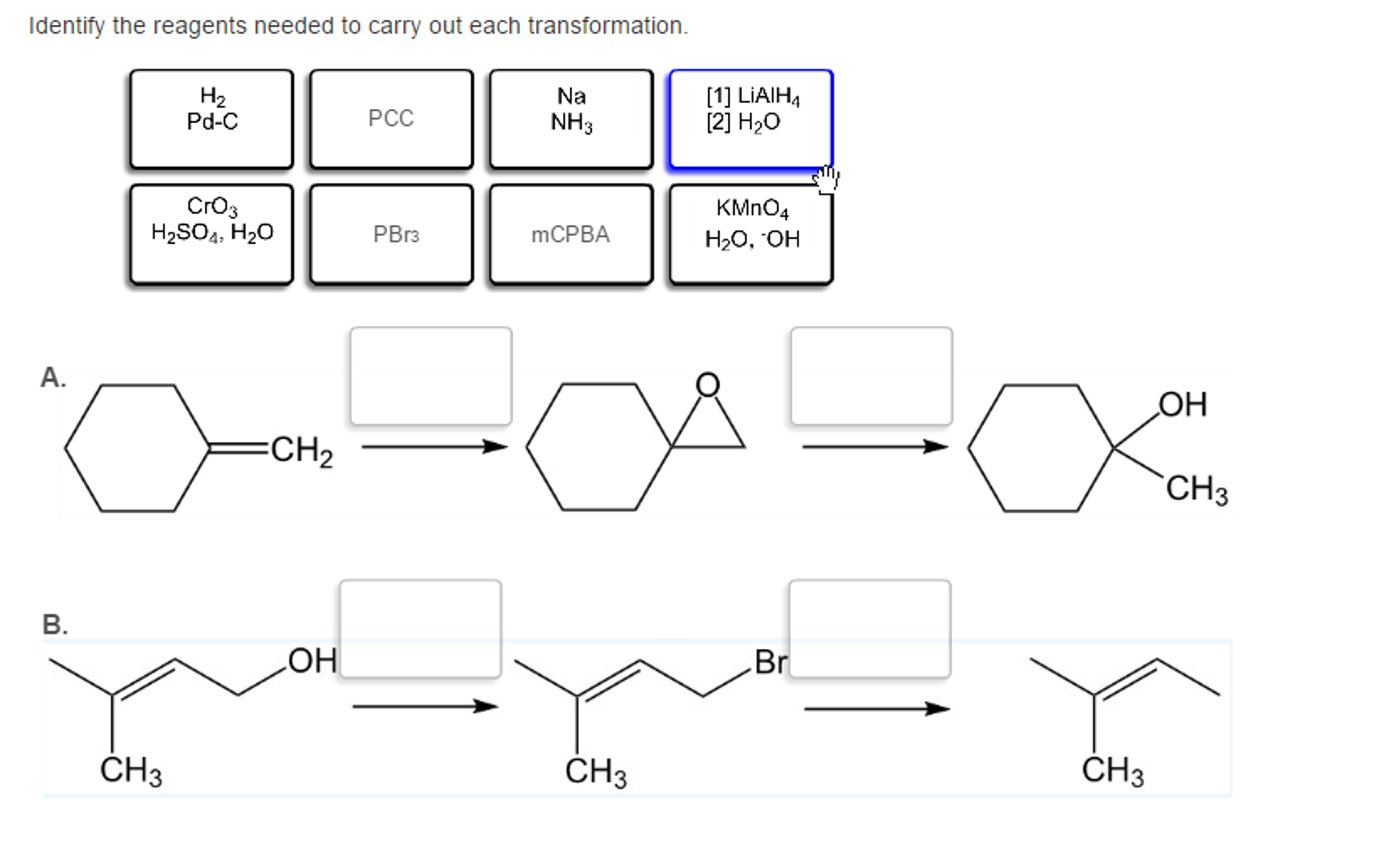 Solved Identify the reagents needed to carry out each | Chegg.com