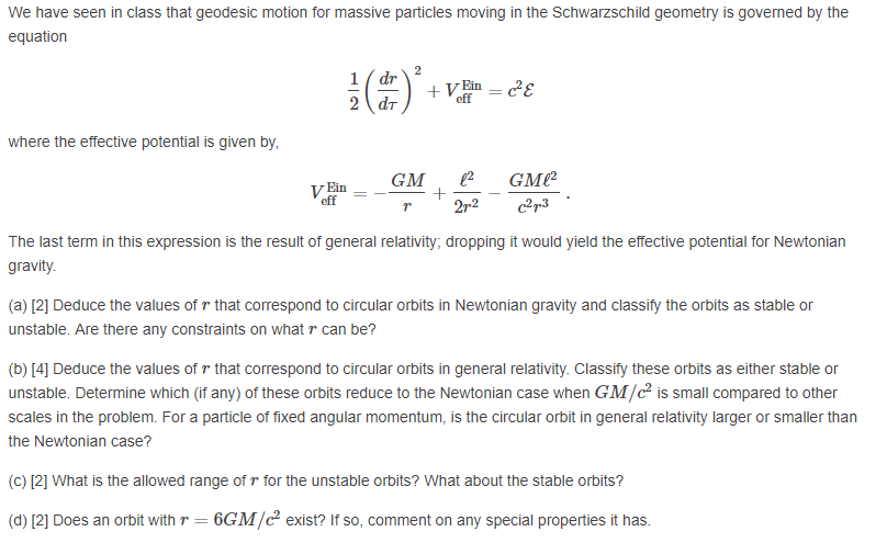 Solved Reinventing Gravity Recall from class that the | Chegg.com