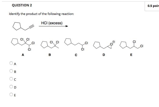 Solved Identify The Product Of The Following Reaction H2