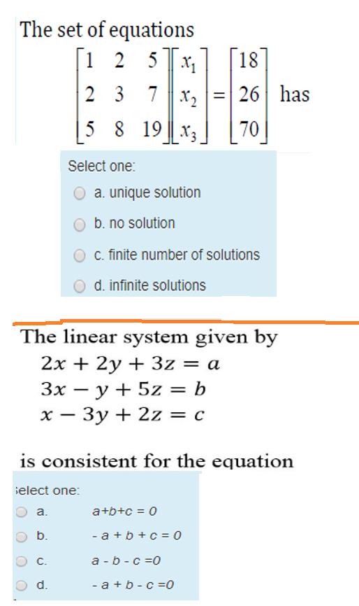 Solved The set equations [1 2 5 2 3 7 5 8 19][x_1 x_2 | Chegg.com