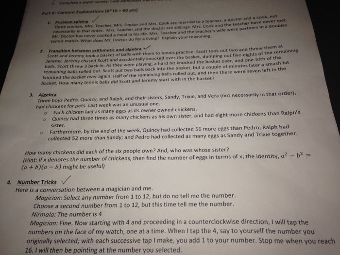 Solved Three women, Mrs. Teacher, Mrs. Doctor and Mrs. cook | Chegg.com