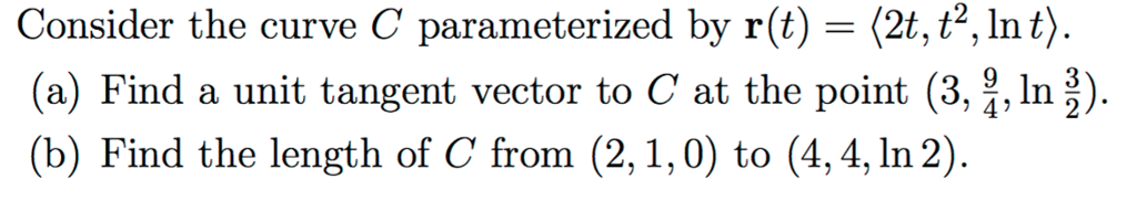 Solved Consider the curve C parameterized by r(t) = (2t, | Chegg.com