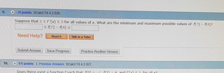 Solved 9. O12 points SCalcET8 4.2 026 Suppose that 2 sfx) s | Chegg.com